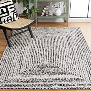 safavieh braided collection area rug - 8' x 10', black & navy, handmade farmhouse cotton, ideal for high traffic areas in living room, bedroom (brd260n)