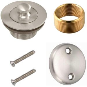 lift & turn style conversion kit bathtub tub drain assembly, all brass construction (brushed nickel)