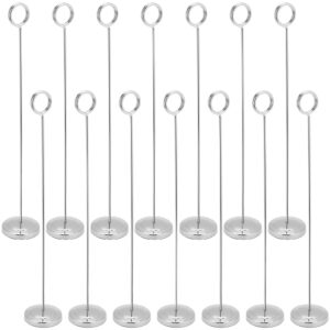 sehoi 14 pack ring-clip table number holder, 12 inches tall place card holder, stainless steel number stand restaurant table cardholder for photos, memo notes, food signs, silver