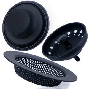 3 pieces kitchen sink stopper strainer, 3 in 1 kitchen sink basket strainer, universal anti-clogging stainless steel sink disposal stopper, perforated basket drain filter sieve