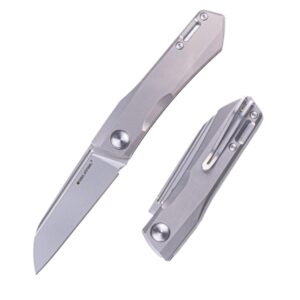 real steel solis slipjoint folding pocket knife: bohler n690 beadblast blade and titanium tc4 handle for unmatched versatility - your go-to edc companion for outdoor adventures and everyday use (sliver hardware/beadblast)