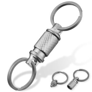 titanium quick release keychain with 2 titanium key rings, detachable key ring swivel key holder anti-slip design uiinosoo for double-end pull apart keys easily