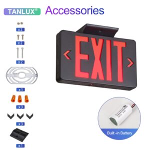 TANLUX Black Exit Sign, LED Emergency Exit Light with Battery Backup, UL Listed, AC 120/277V, Exit Signs with Emergency Lights, Commercial Emergency Lights for Business - 1 Pack