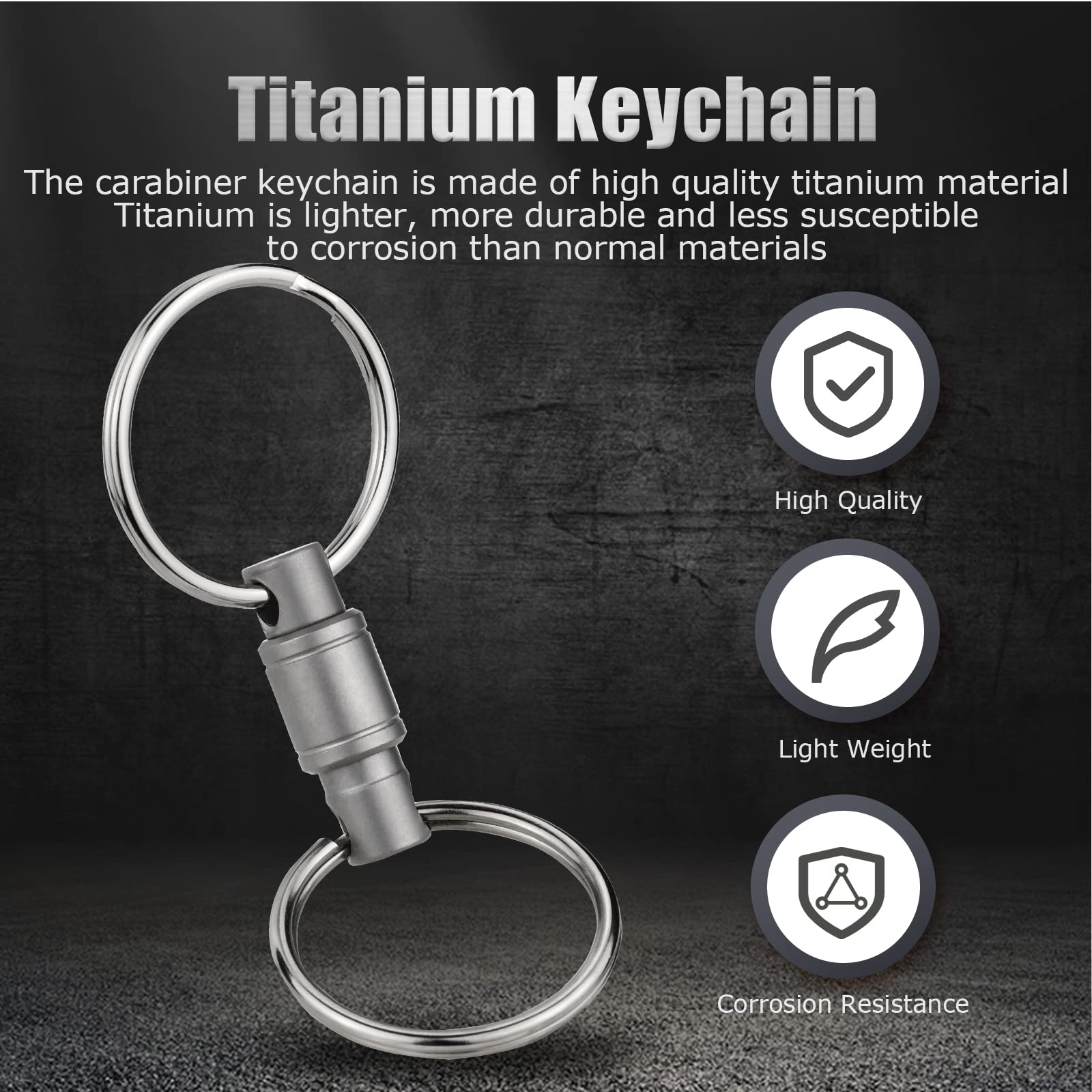 Titanium Quick Release Keychain, Detachable Key Ring Heavy Duty Swivel Key Holder with 2 Stainless Steel Key Rings UIInosoo for Double-End Pull Apart Keys Easily