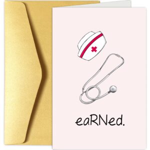 chenive funny nurse graduation card, nursing graduate greeting card, congratulation card for new registered nurse, bsn rn card, earned