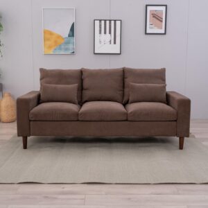 Panana Modern Sofa Couch for Living Room Sofa Couch 3 Seater in Linen Fabric Brown