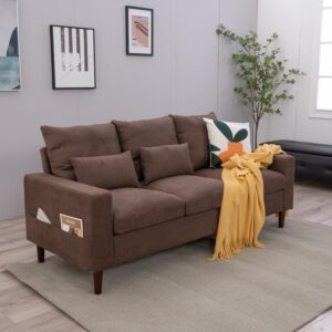 Panana Modern Sofa Couch for Living Room Sofa Couch 3 Seater in Linen Fabric Brown