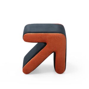 homsof modern upholstered velvet sofa stool shoe bench multifaceted stool coffee table arrow design handicraft decoration for living room, black+orange