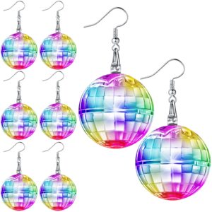 henoyso 4 pairs light up disco ball earrings led light earrings 60s 70s earrings for women girls bachelorette party dance party christmas costume accessories(short, multicolor)