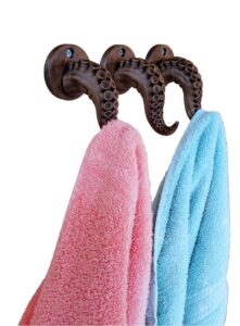 3 piece tentacle hook set octopus hangers towel hooks antique bronze finish