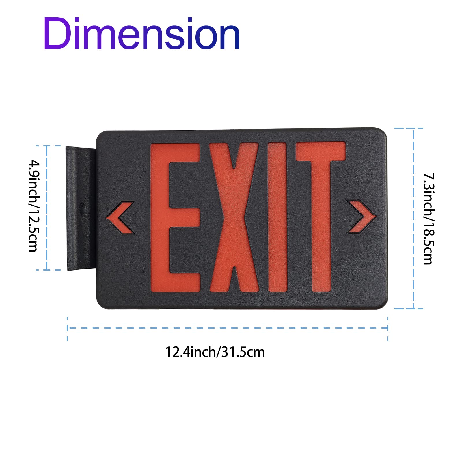 TANLUX Black Exit Sign, LED Emergency Exit Light with Battery Backup, UL Listed, AC 120/277V, Exit Signs with Emergency Lights, Commercial Emergency Lights for Business - 1 Pack