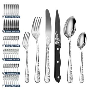 sencehome 48 piece silverware sets, flatware set for 8, stainless steel cutlery sets for home kitchen restaurant hotel, dishwasher safe