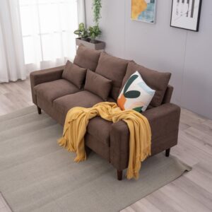 Panana Modern Sofa Couch for Living Room Sofa Couch 3 Seater in Linen Fabric Brown