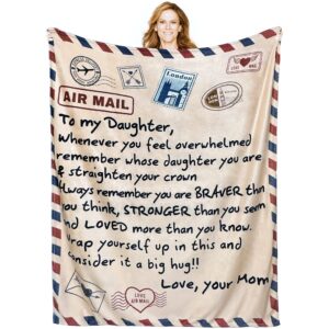 flannel throw to my daughter blankets from mom encourage and love breathable air mail blanket girl letter printed warm soft couch living room decor gift 50"x60"