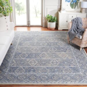 safavieh aspen collection area rug - 9' x 12', blue & beige, handmade boho wool, ideal for high traffic areas in living room, bedroom (apn275m)