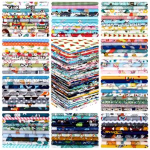 100 pcs cotton fabric square patchwork craft fabric scraps quilting fat bundles flower animals cartoon for diy sewing cloths (lovely, 10 inch)