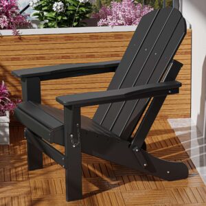 wututuee adirondack chair, folding, weather resistant, white, composite material, modern style, fire pit plastic chair for patio, deck, garden