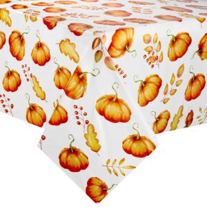 gift boutique 6 disposable thanksgiving pumpkin tablecloths 54" x 108" rectangle fall harvest autumn leaves plastic table cover party supplies decor