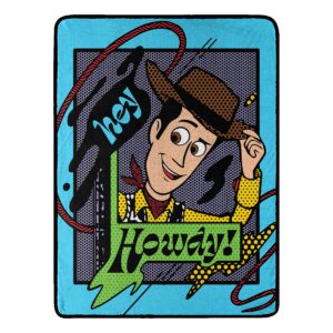 northwest toy story micro raschel throw blanket, 46" x 60", pop art woody