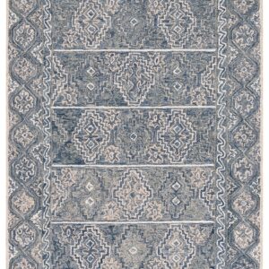 SAFAVIEH Aspen Collection Area Rug - 9' x 12', Blue & Beige, Handmade Boho Wool, Ideal for High Traffic Areas in Living Room, Bedroom (APN275M)