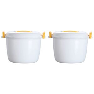 hemoton 2pcs microwave food container rice cooker food container: 1l pasta cooker maker oven rice cooker steamer microwave cookware for rice chicken pasta rice cooking pot