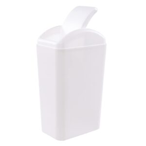 morcte 3.5 gallon plastic small garbage bin with swing-top lid, swing lid trash can, white