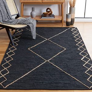 safavieh vintage leather collection accent rug - 4' x 6', black & natural, handmade modern rustic boho, ideal for high traffic areas in entryway, living room, bedroom (vtl802z)