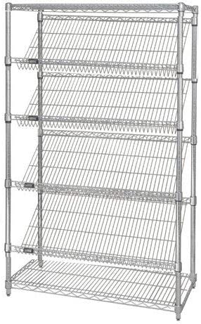 Omega 18" Deep x 60" Wide x 63" High 6 Tier Slanted Wire Shelf Starter Shelving Unit