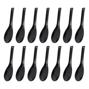 honbay 60pcs disposable plastic soup spoon, white translucent dinner spoon, asian soup spoons for egg custard, pudding, oatmeal, stews, ramen, pho, etc (black)