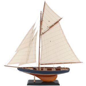 nautimall 25" wooden sailboat model columbia america's cup ship nautical yacht vintage rustic home decor (vintage blue)