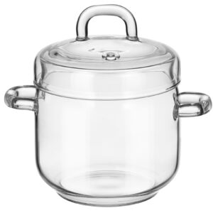 doitool glass cooking pot 350ml/11.8oz glass saucepan with cover for cooking, glass stovetop cooking pot transparent heat resistant clear glass cookware for for soup noodle