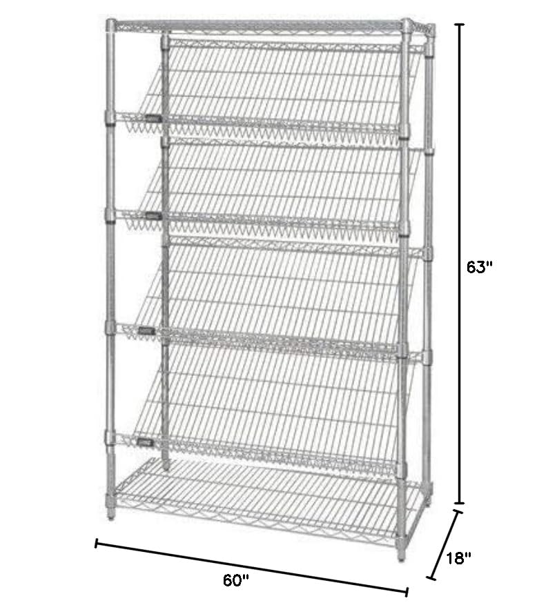 Omega 18" Deep x 60" Wide x 63" High 6 Tier Slanted Wire Shelf Starter Shelving Unit