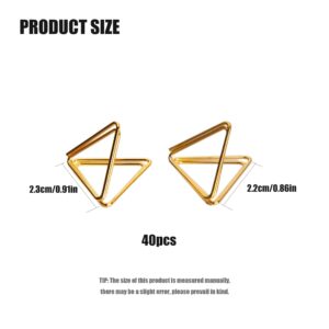 woshilaoDS 40 Pcs Gold Triangle Place Card Holders, Table Card Number Holder Stands, Mini Name Place Card Picture Holder Clips Stand Holder for Wedding Party Centerpiece Table Setting