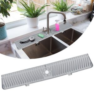 30 inch kitchen sink splash guard, faucet splash guard, kitchen faucet mat, longer silicone sink mat for kitchen counter, bathroom, farmhouse, drip protector splash countertop (gray)