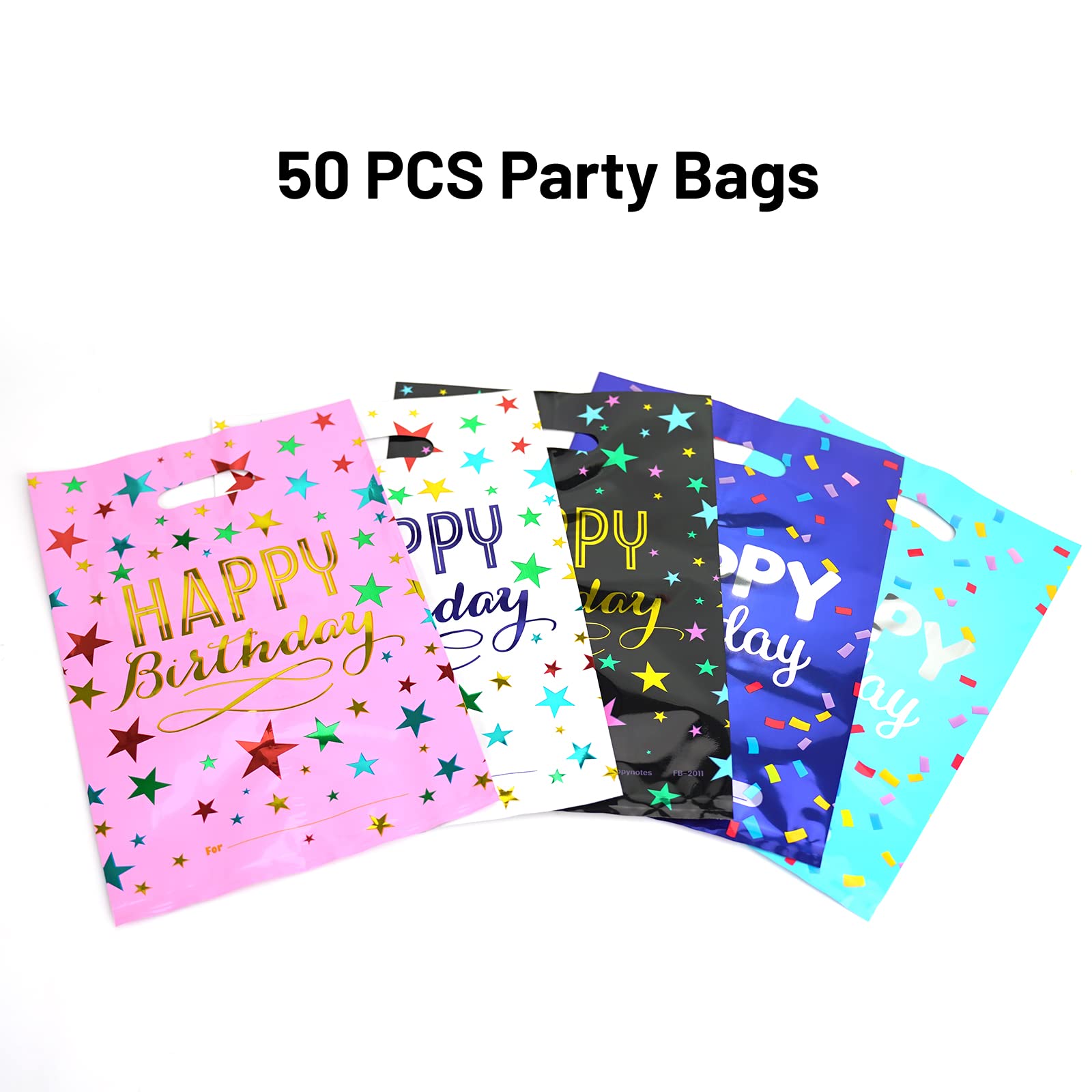 HAPMARS 50pc Party Favor Bags for Kids - With Handles, Goodie Candy Bags for Girls & Boys Birthdays