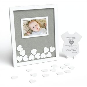 glm premium baby shower guest book with welcome sign & 50 hearts - perfect keepsake memory book for boy & girl baby shower decorations, alternative to traditional guest books!