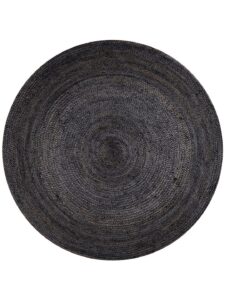 handmade natural fiber round collection 2' round natural handmade boho charm farmhouse jute area rug (black)