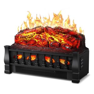 havato electric fireplace log set heater, 21" vintage design portable freestanding fireplace log heater, realistic flames, overheated protection, realistic ember bed for home and office, 750w/1500w