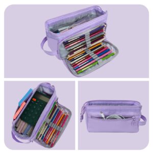 EOOUT Large Capacity Pencil Case Pencil Pouch Box, Big Organized Pencil Bag with Handle Cute Cosmetic Bag for College Middle School Travel Office Supllies Organizer (Purple)