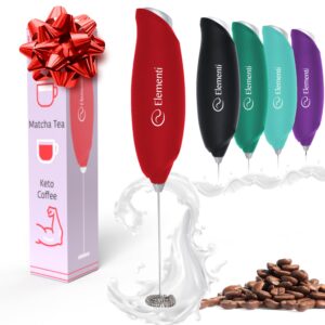 elementi hand frother for coffee - matcha whisk electric milk frother - hand frother mixer - coffee whisk frother - electric drink mixer handheld - milk frother handheld stirrer (turbo red)