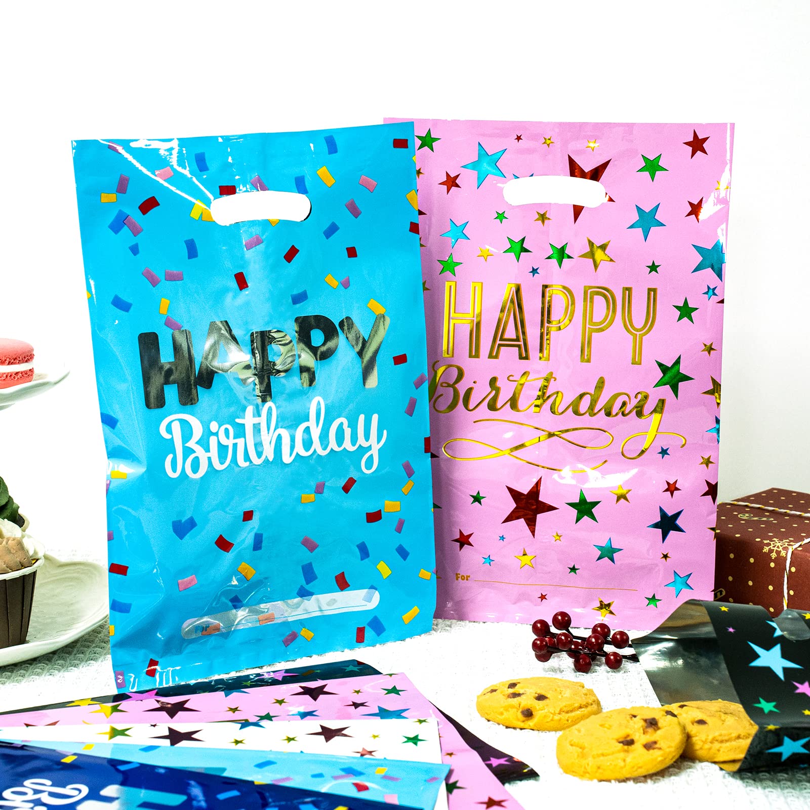 HAPMARS 50pc Party Favor Bags for Kids - With Handles, Goodie Candy Bags for Girls & Boys Birthdays