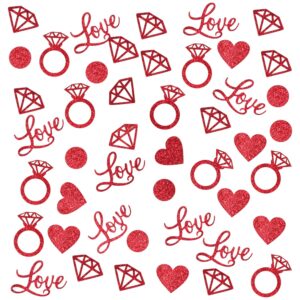 honbay 100pcs red love heart fing ring table confetti party decorations for wedding engagement anniversary bachelorette bridal shower birthday party