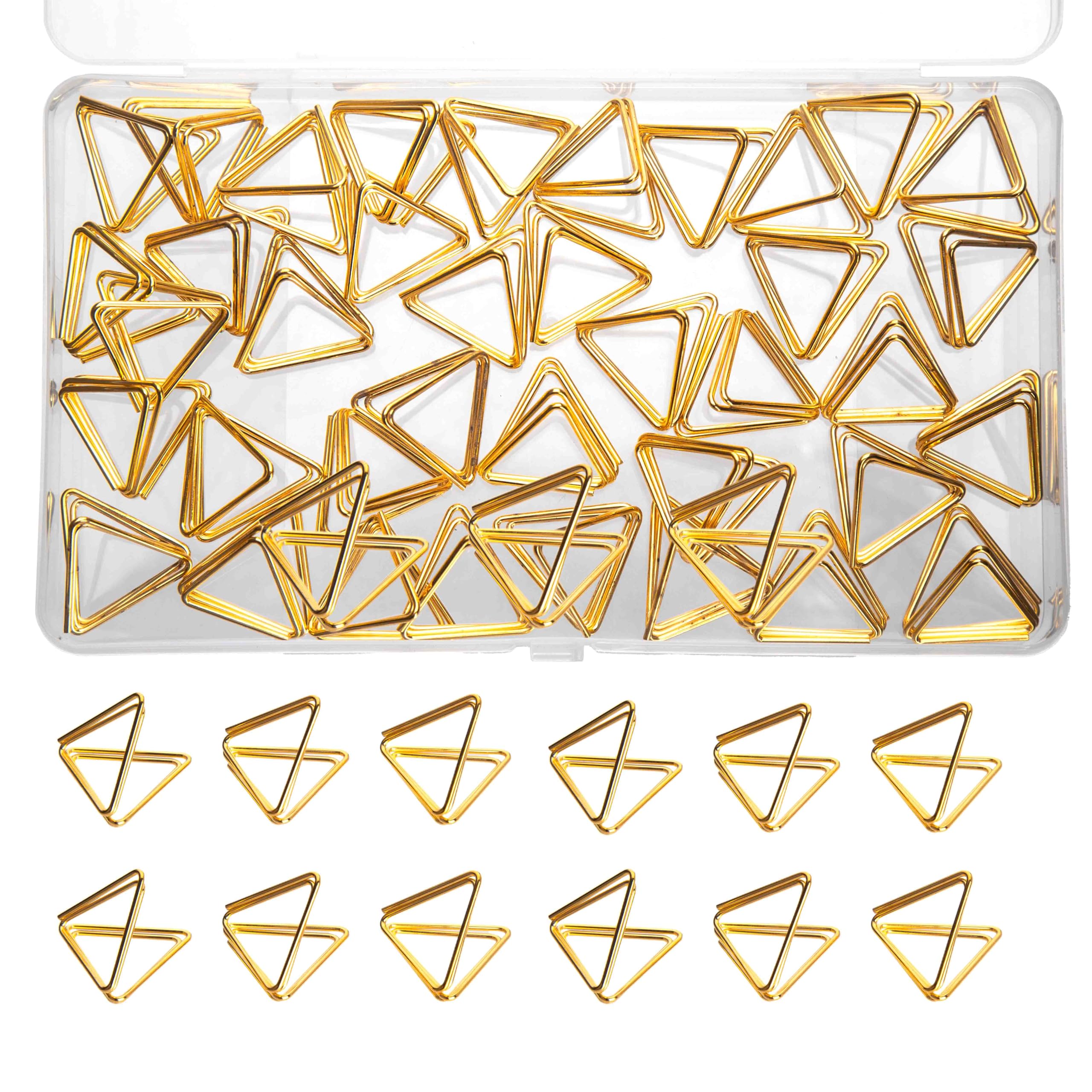 woshilaoDS 40 Pcs Gold Triangle Place Card Holders, Table Card Number Holder Stands, Mini Name Place Card Picture Holder Clips Stand Holder for Wedding Party Centerpiece Table Setting