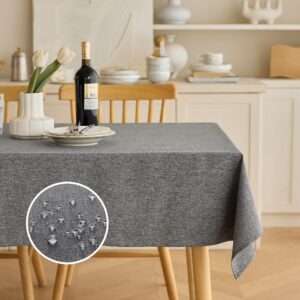 decorelia wrinkle-free oblong table cloth decoration for birthday, waterproof outdoor picnic linen table covers for camping, party, and wedding (rectangle, 60 x 104 inch (8-10 seats), dark grey)