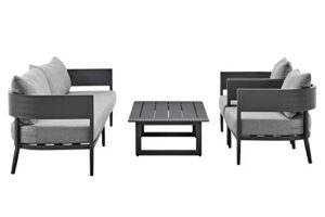 armen living argiope modern outdoor patio conversation set, 4 piece, dark gray