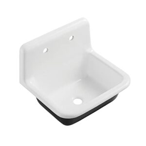 kingston brass gclws22187 petra galley 22" x 18" cast iron wall mount utility sink, white