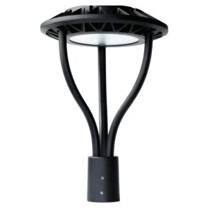 led post top light with dusk to dawn photocell, 80w/100w/120w/150w power tunable (130lm/w) 3cct (3000k-4000k-5000k) outdoor post light for garden pathway yard street area lighting- dlc/etl listed