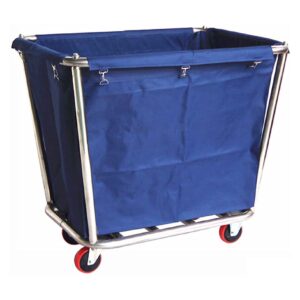 laundry cart 10 bushel,industrial commercial large rolling laundry cart dirty clothes bin with wheels,heavy duty canvas hamper,170 lbs load (blue - 10 bushels - 4 tubes)