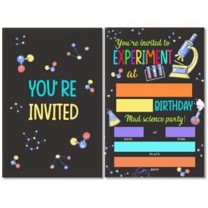 cute science theme birthday invitations with envelopes set of 20 experiment mad science party invites