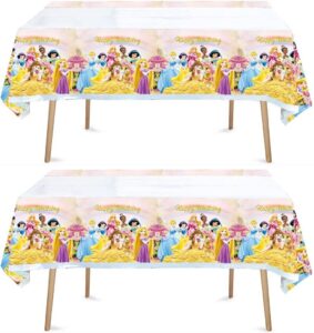 batlam 2 pack princess themed birthday party decorations – disposable princess plastic tablecloth disposable table cover | princess party supplies for kids (color)